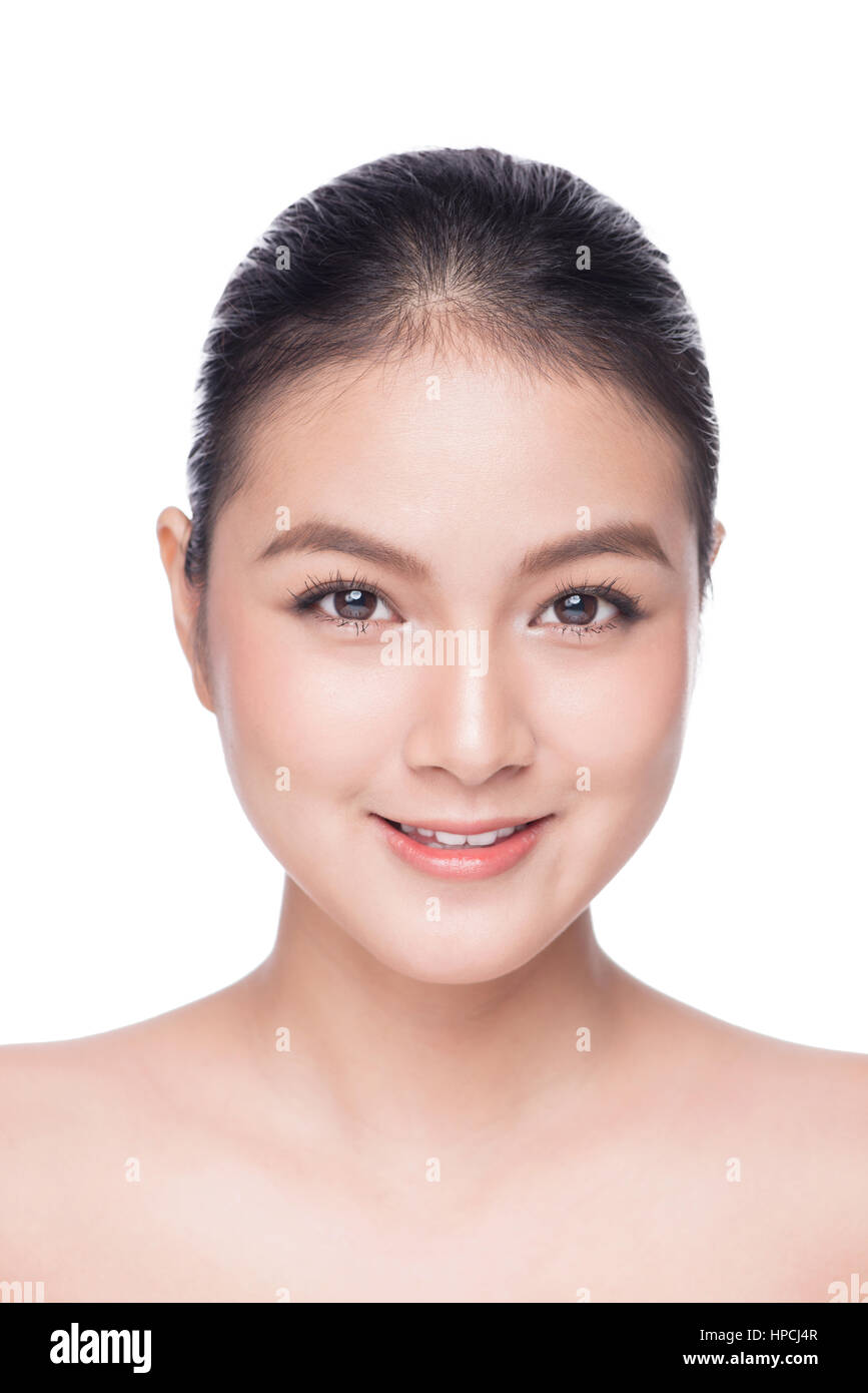 Beautiful Spa model Girl with Perfect Fresh Clean Skin. Beauty Asian woman face Portrait Stock ...