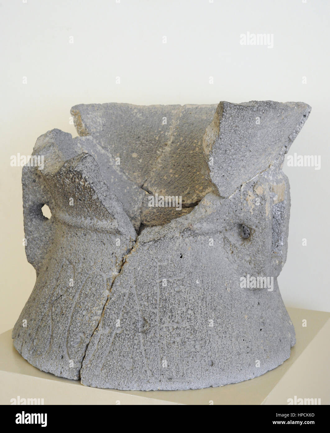 Roman era. Animal traction mill (catillus). Volcanic rock.1st century ...