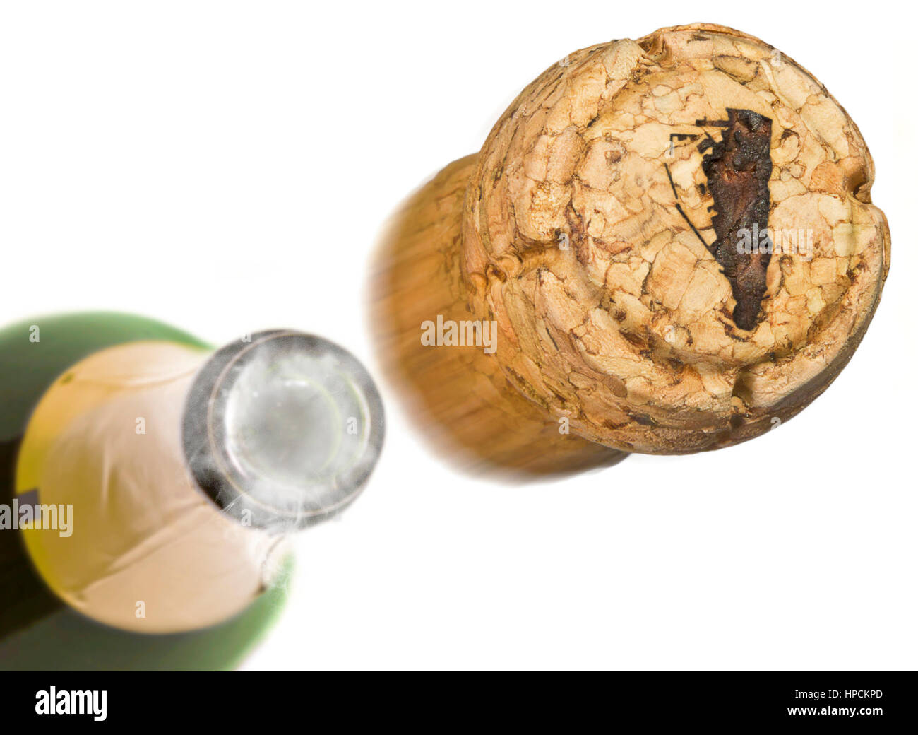 Champagne cork with the shape of Gibraltar burnt in and bottle of ...