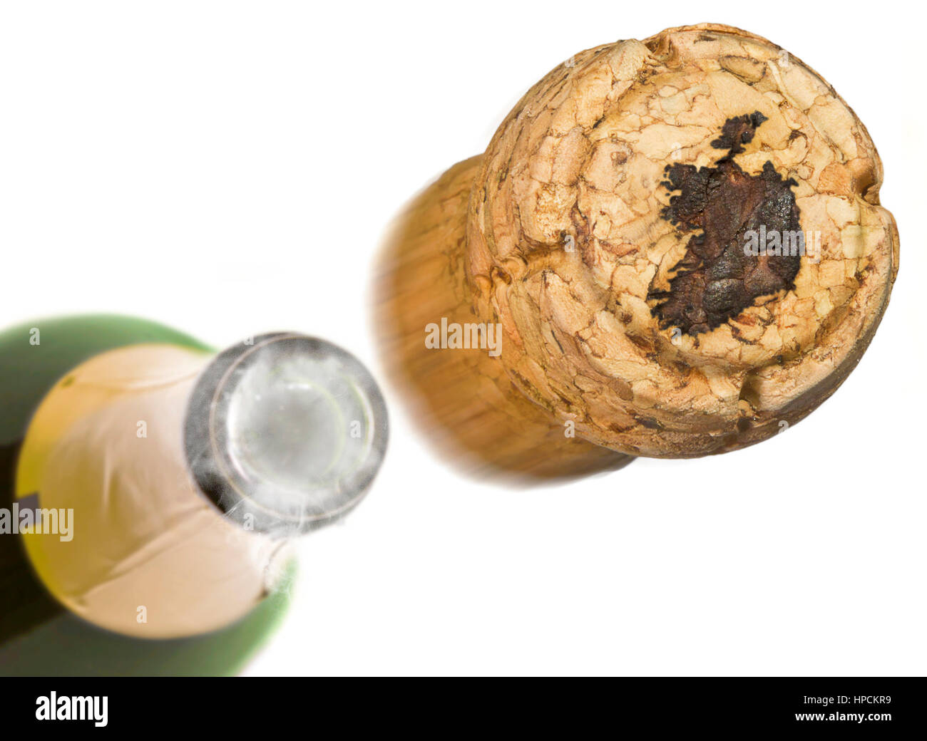 Champagne cork with the shape of Ireland burnt in and bottle of ...