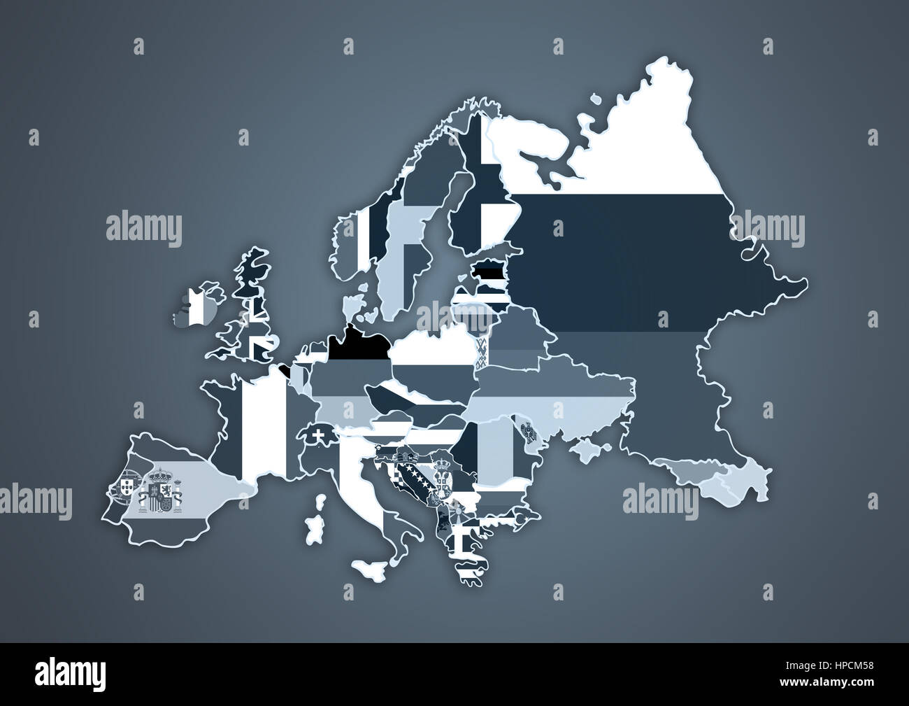 Color Country Map of Europe in gray color Stock Photo - Alamy