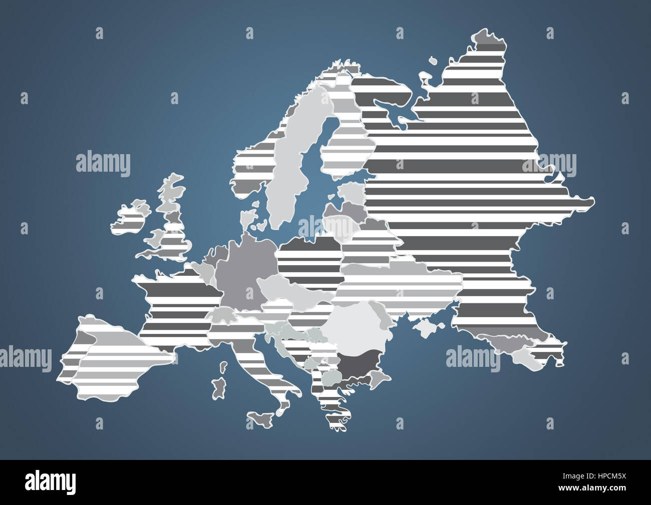 Color Country Map of Europe in gray color Stock Photo - Alamy