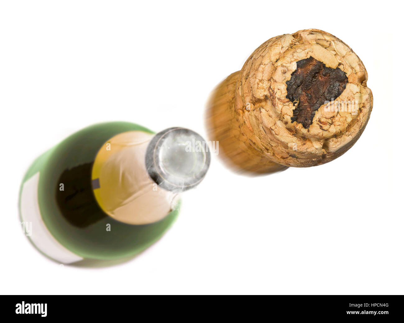 Champagne cork with the shape of Ecuador burnt in and bottle of ...