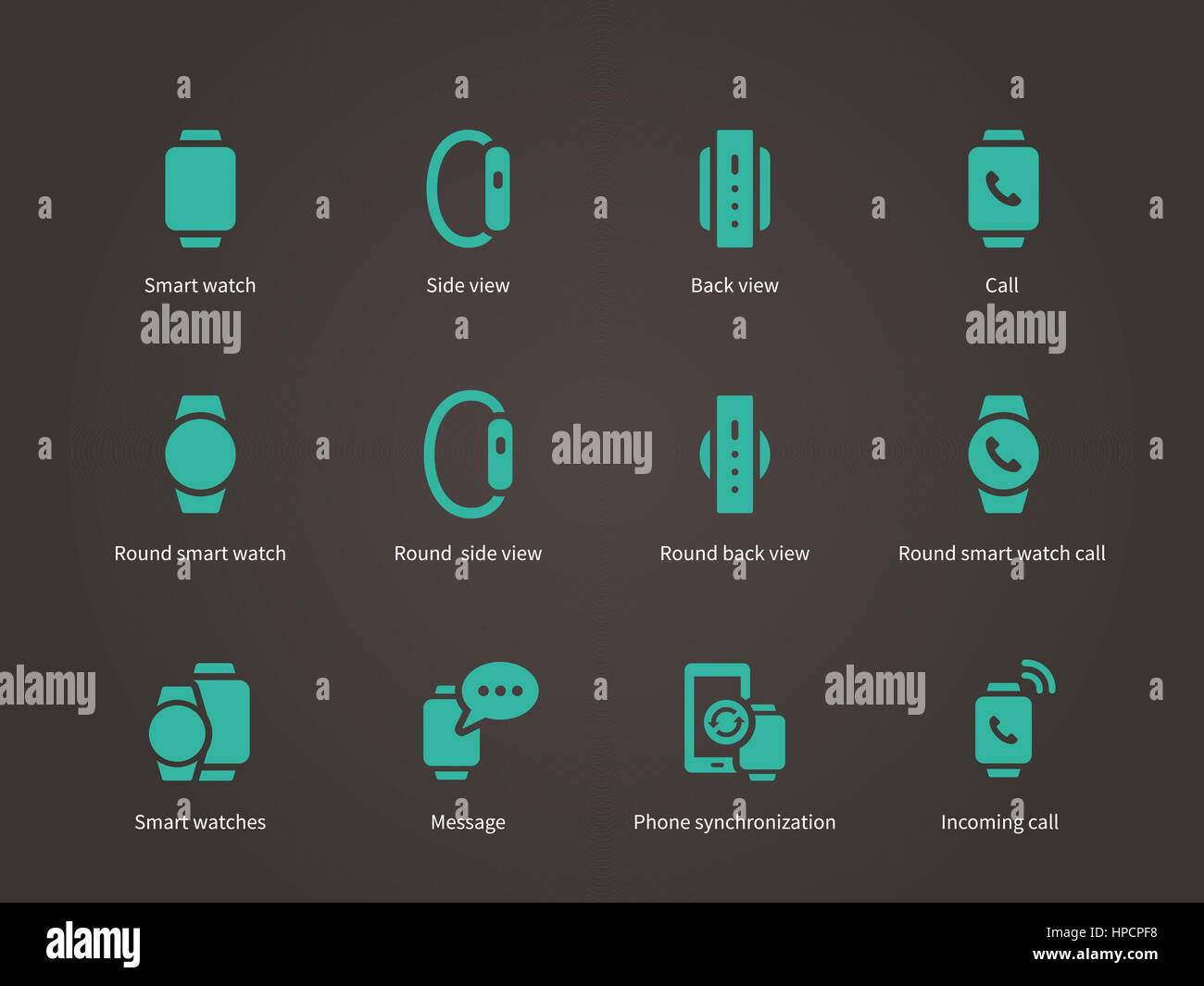 Set of smart watch with smart interface icons set Stock Vector Image ...