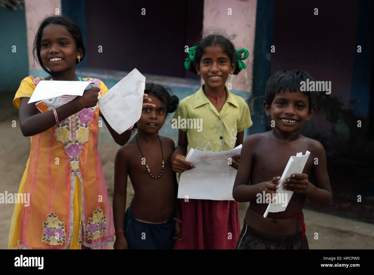 Unidentified children in rural village Stock Photo - Alamy