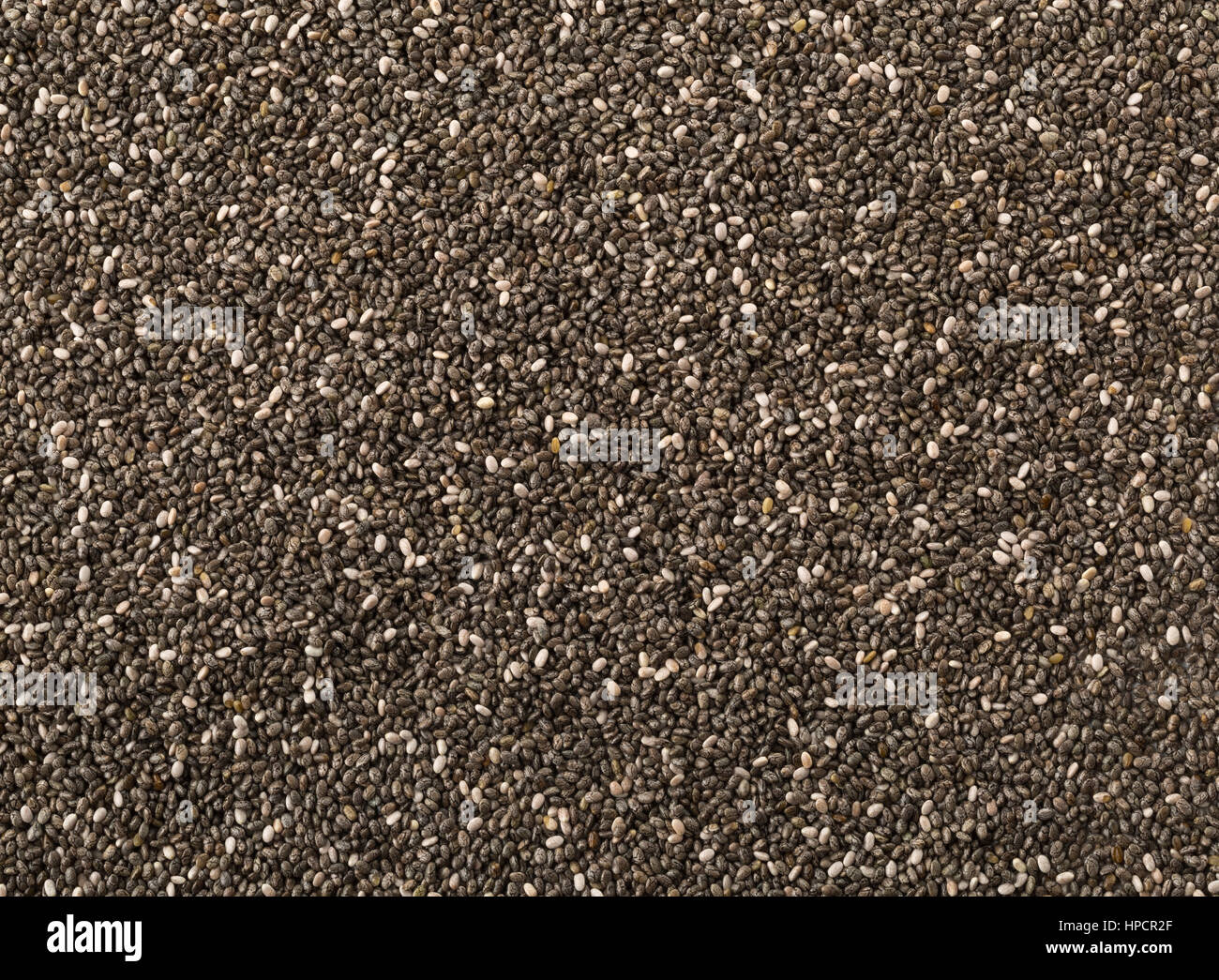 Raw, unprocessed, dried black chia seeds frame filling texture ...