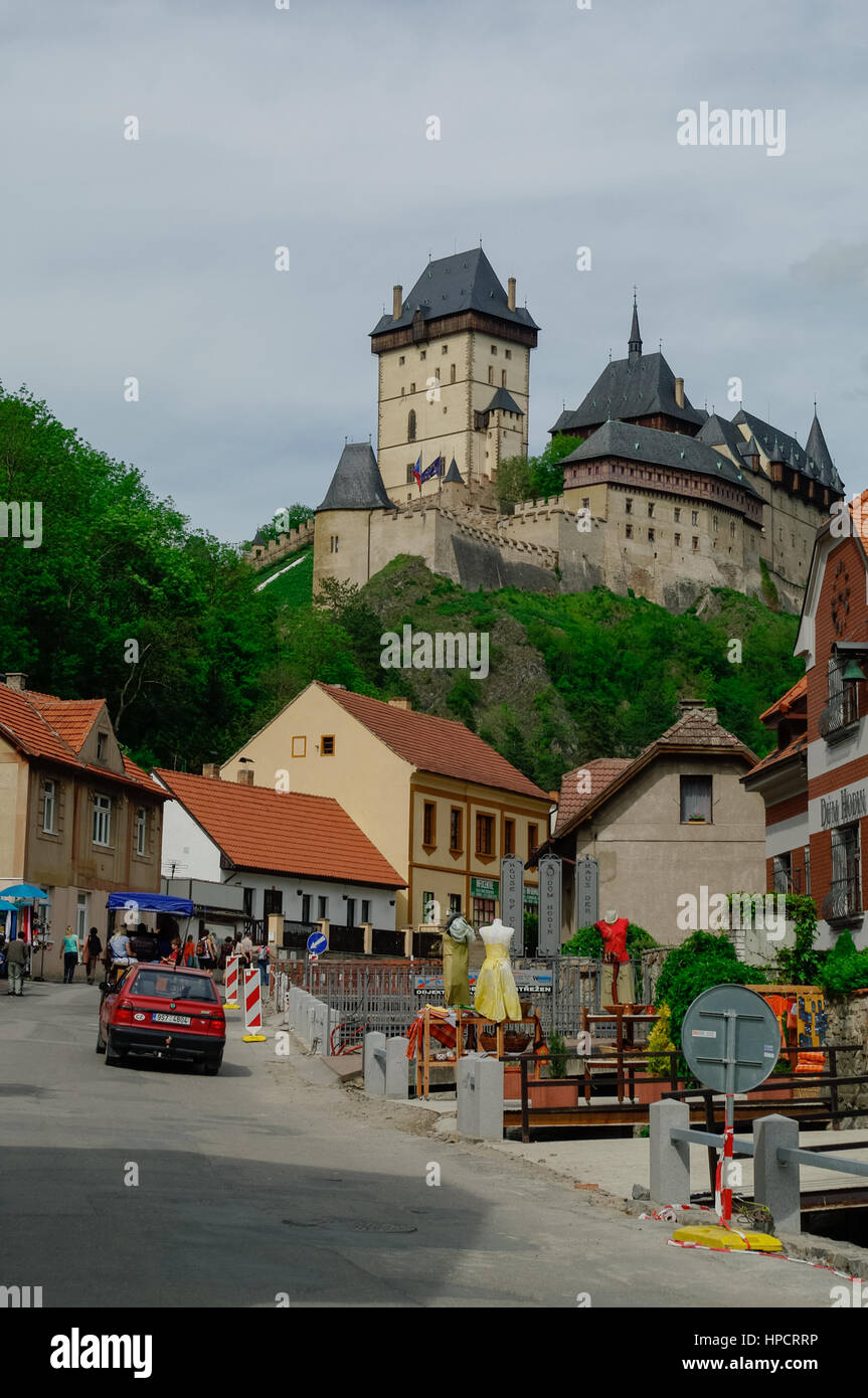 Karlstejn, Czech Republic - May 10, 2012: Famous medieval Karlstejn ...