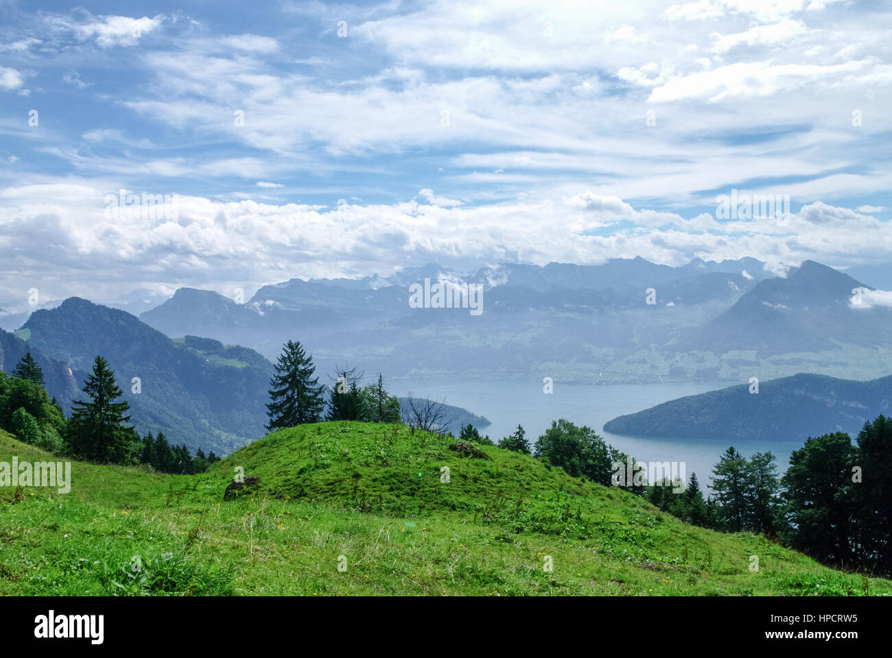 View of Lake Lucerne on the slope from Mount Rigi, Switzerland Stock ...