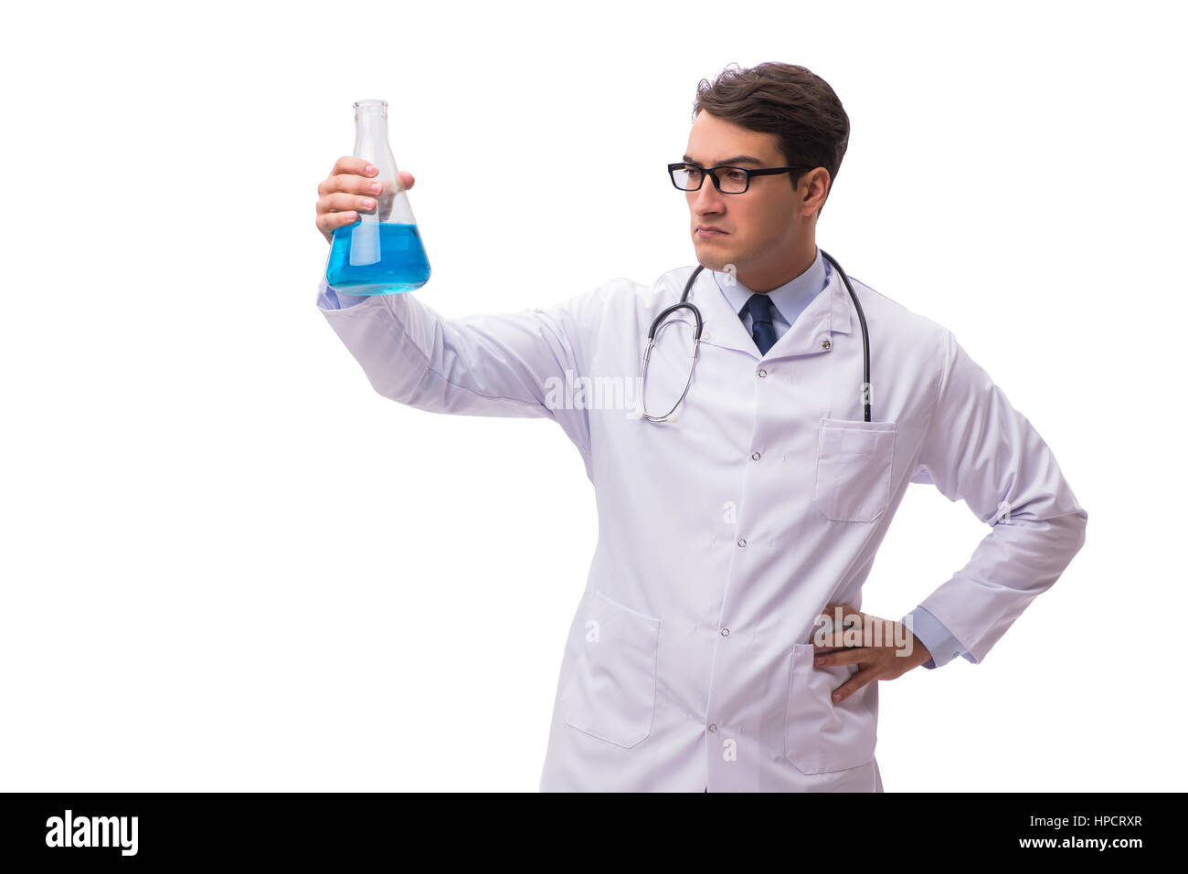 Lab scientist isolated on white background Stock Photo - Alamy