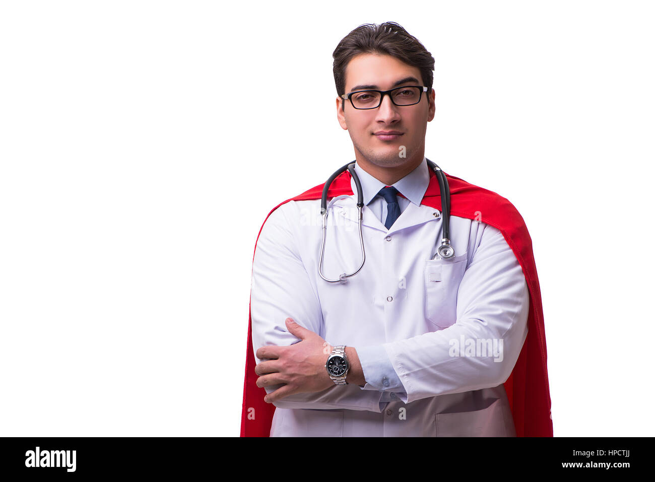 Super hero doctor isolated on white Stock Photo - Alamy