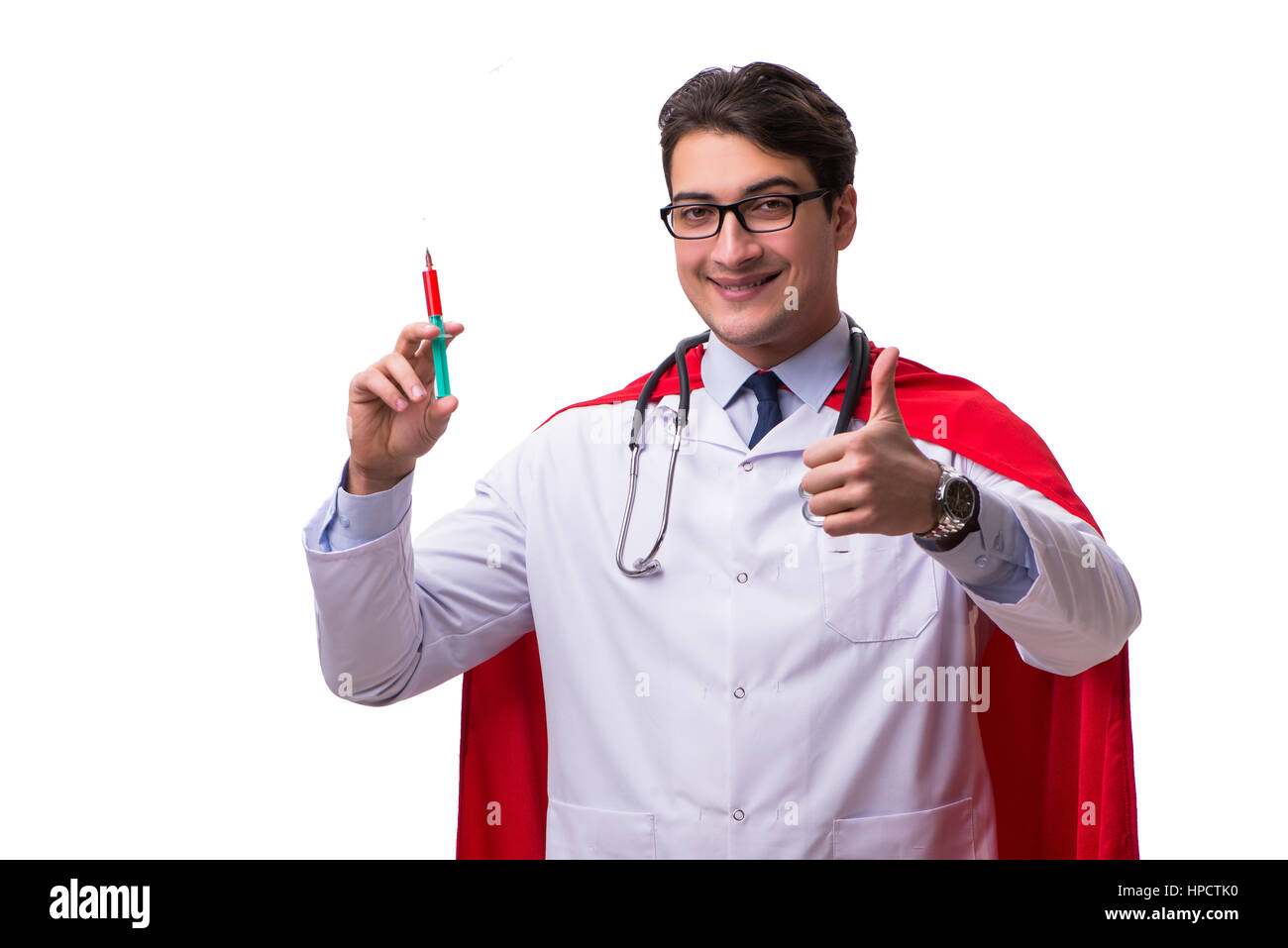 Super hero doctor isolated on white Stock Photo - Alamy