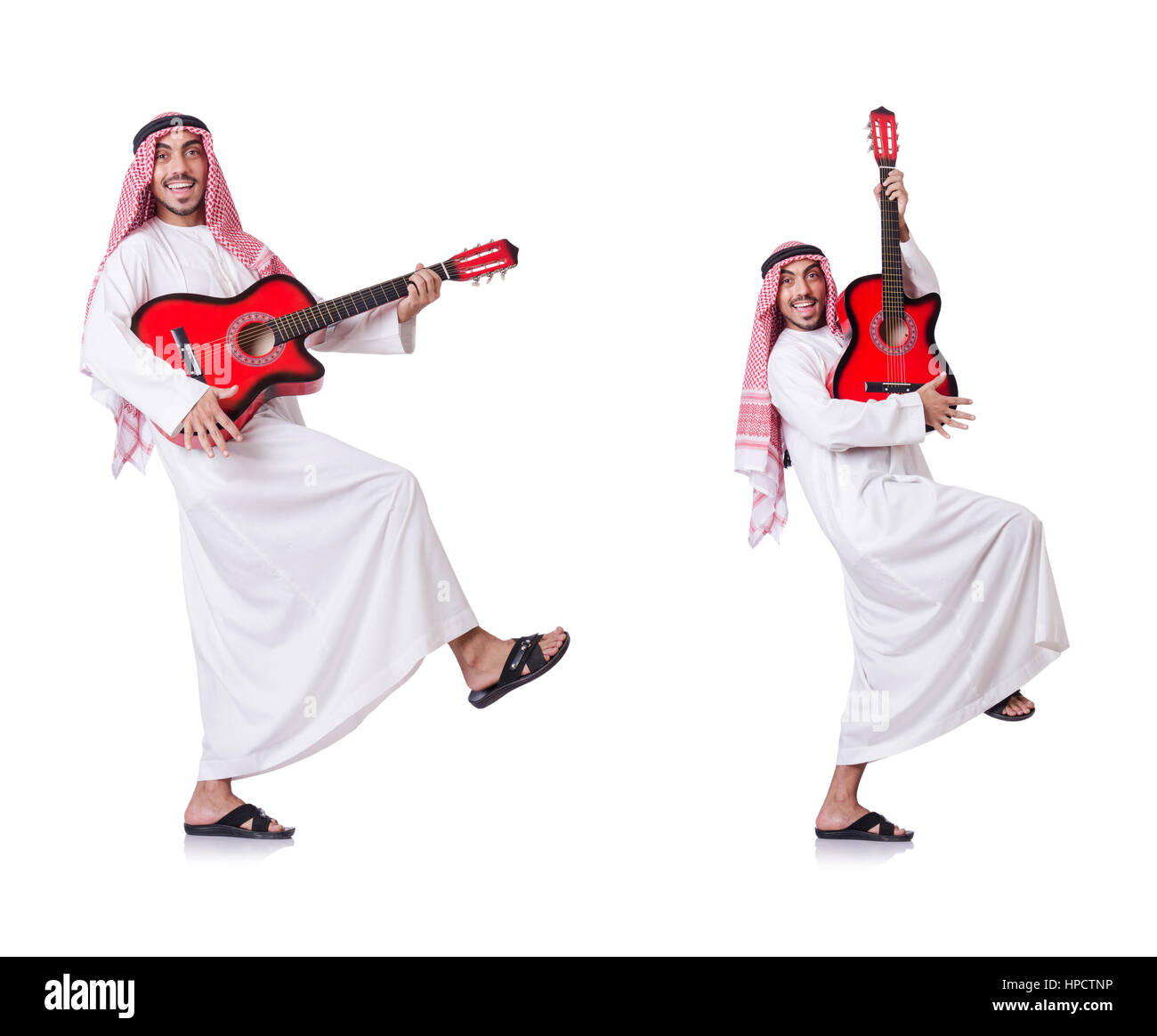 Arab man playing guitar isolated on white Stock Photo - Alamy
