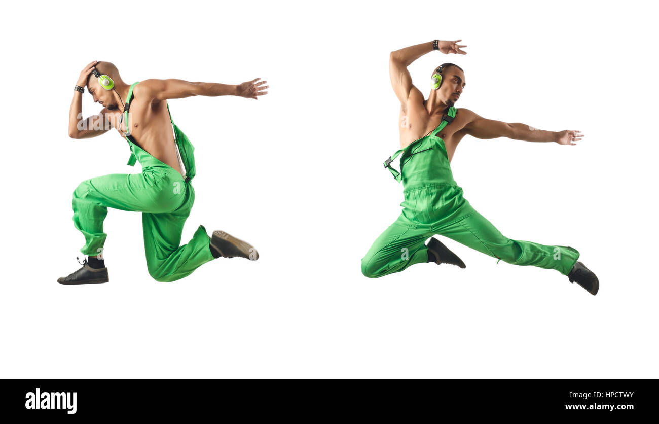 Construction worker jumping and dancing Stock Photo - Alamy