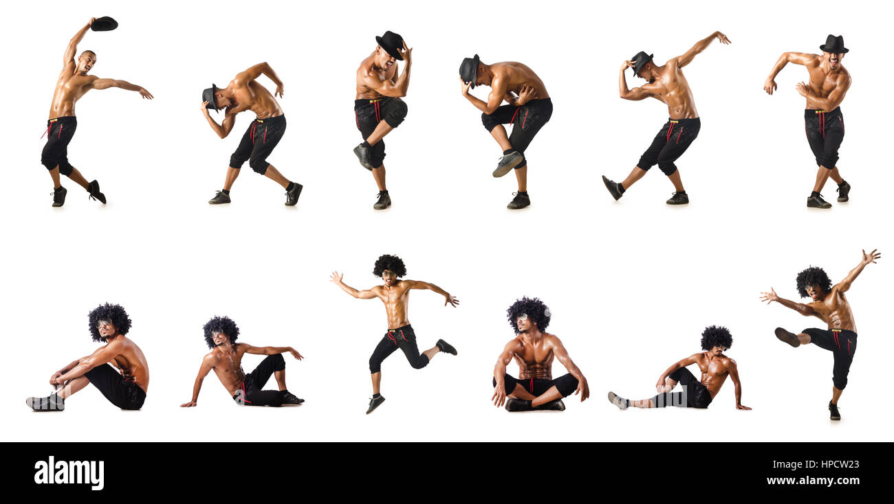 Collage of dancers isolated on white background Stock Photo - Alamy