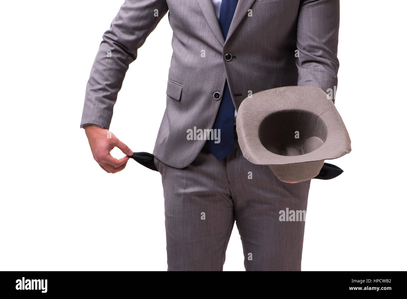 Bankrupt businessman isolated on white background Stock Photo - Alamy