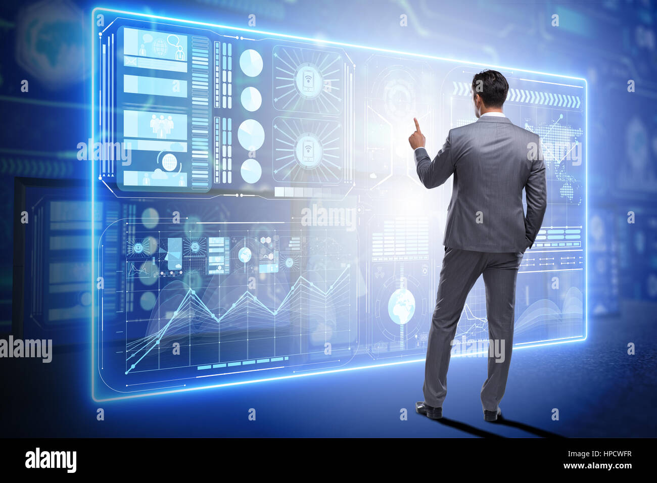 Businessman searching for big data Stock Photo - Alamy