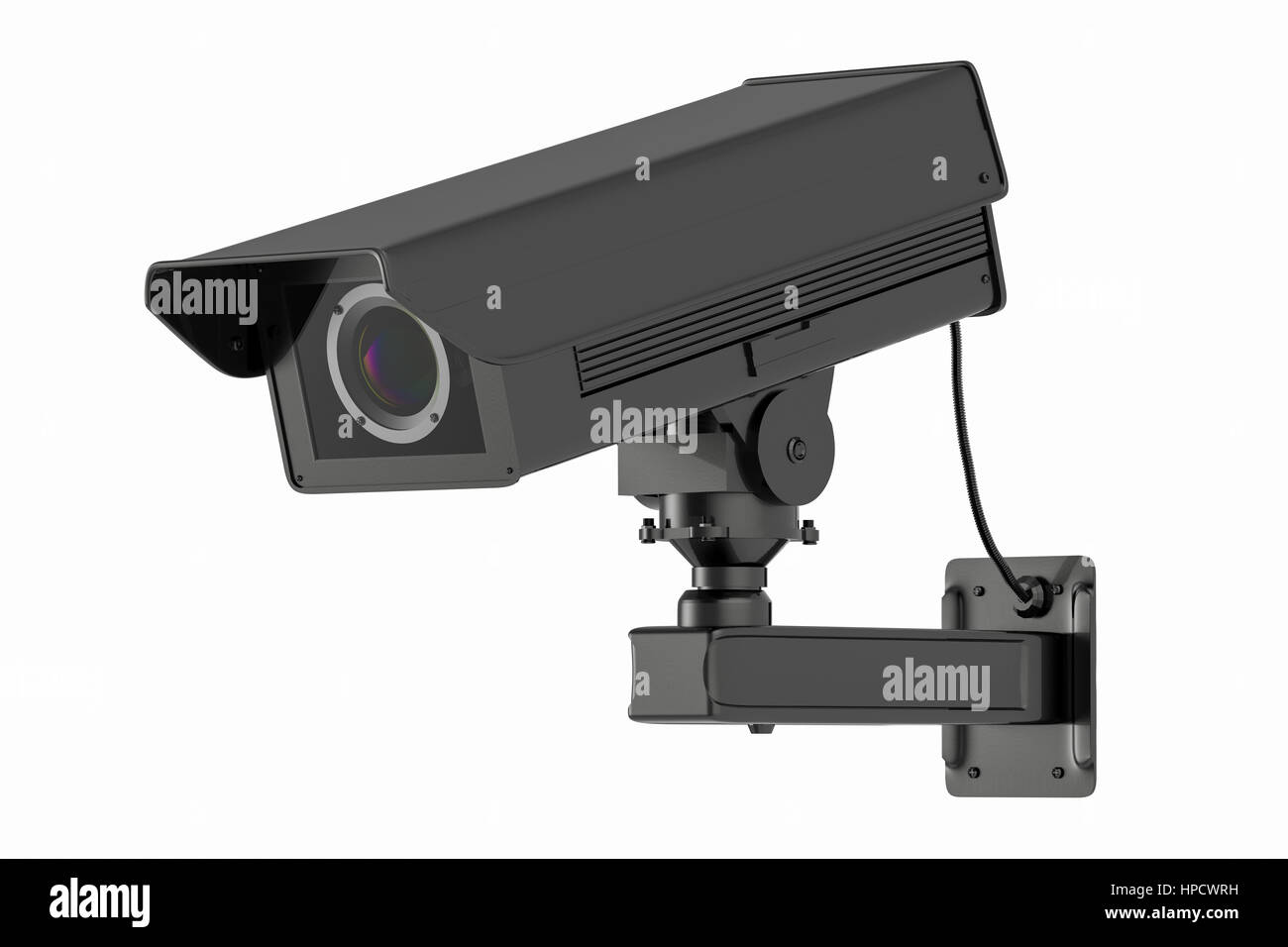 3d rendering black cctv camera or security camera isolated on white ...