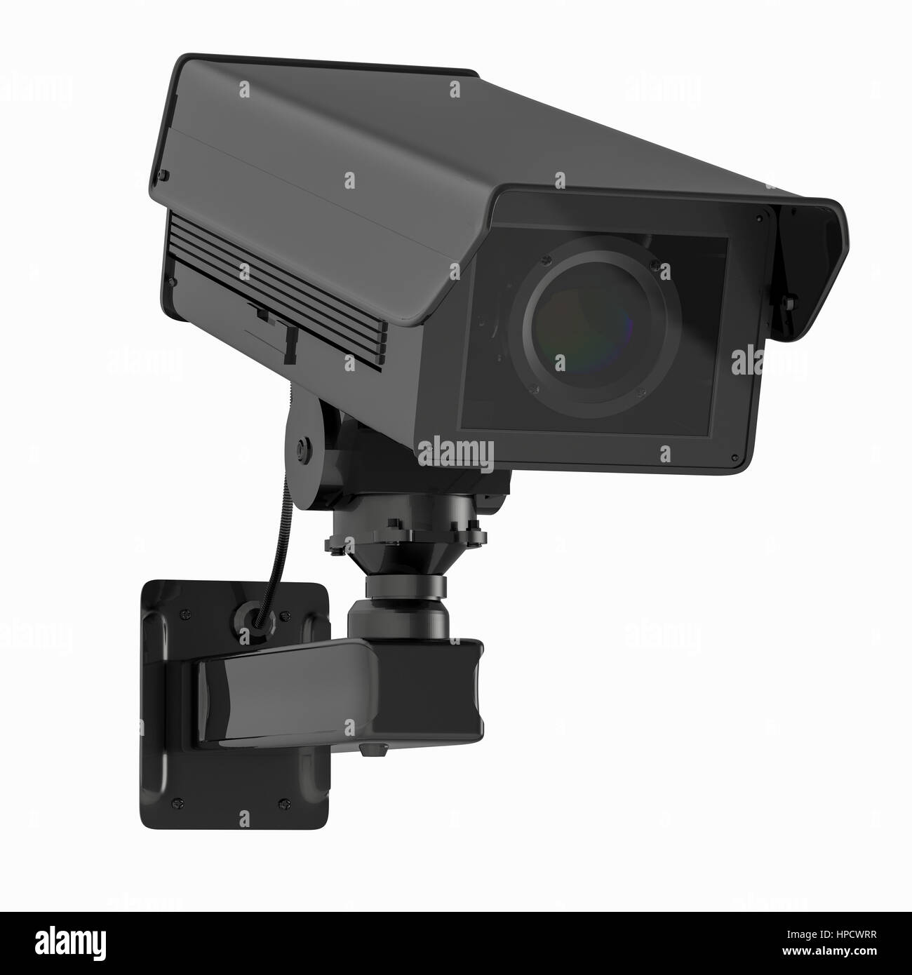 3d rendering black cctv camera or security camera isolated on white ...