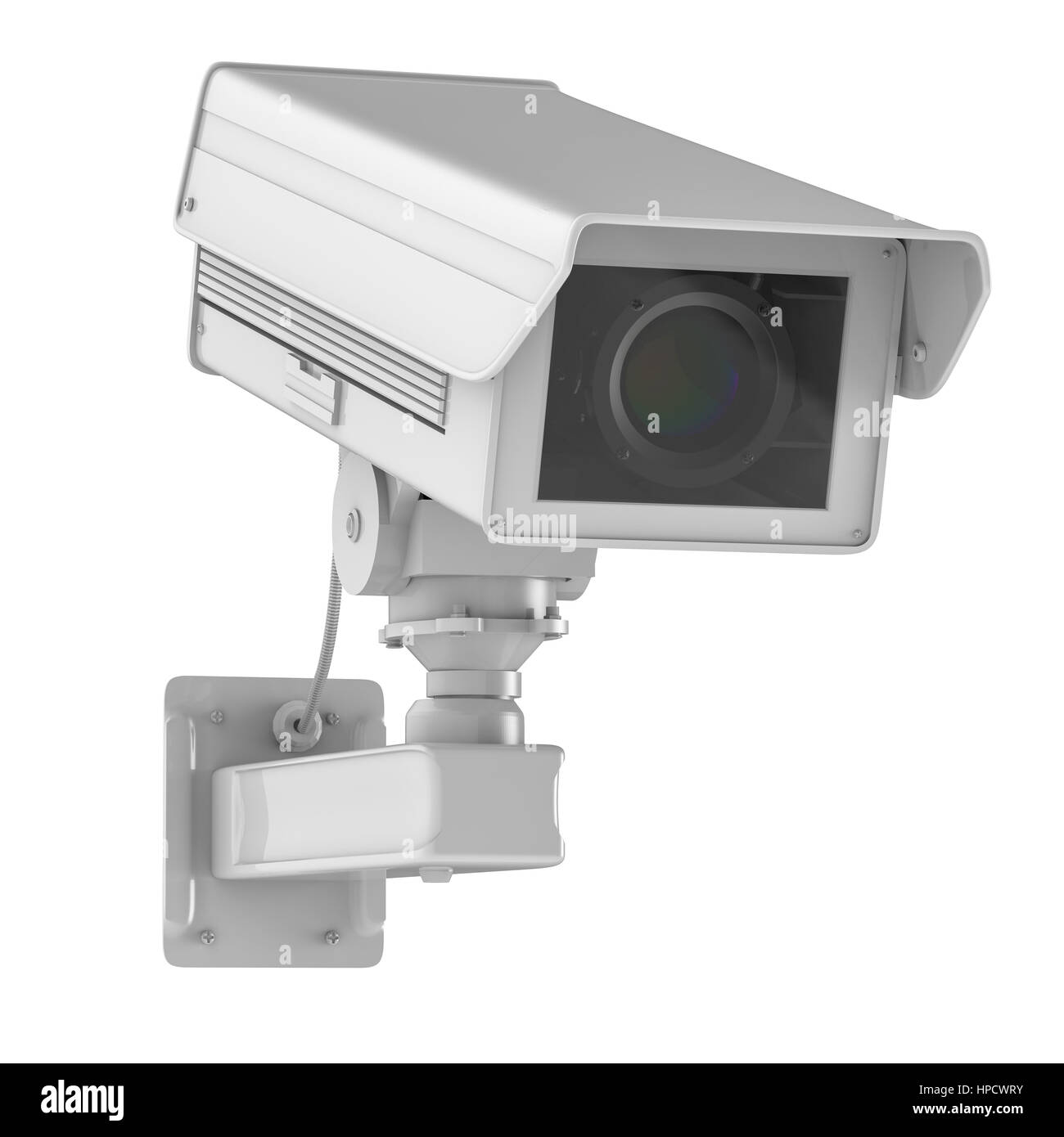 3d rendering white cctv camera or security camera isolated on white ...