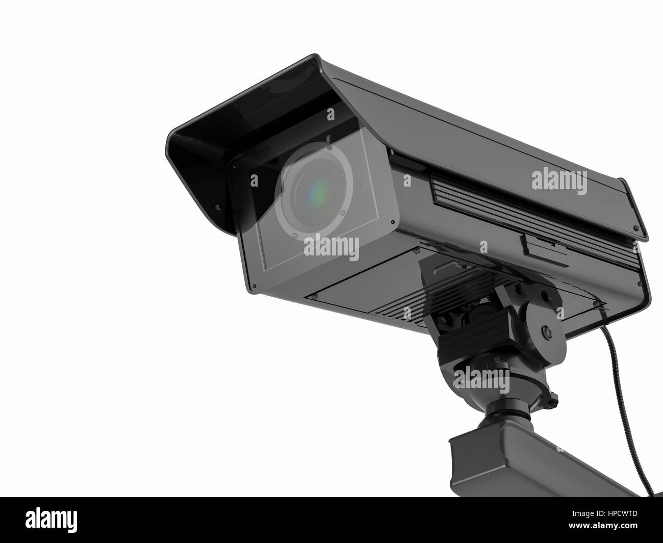 3d rendering black cctv camera or security camera isolated on white ...