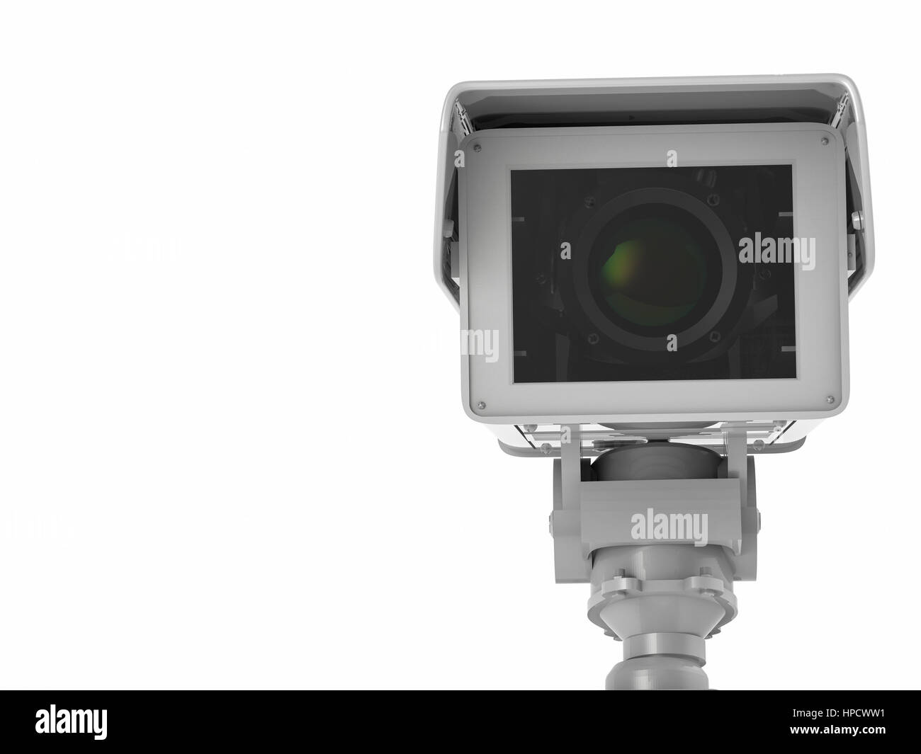 3d rendering white cctv camera or security camera isolated on white ...