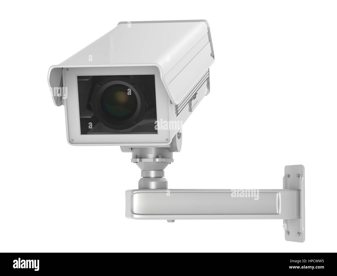3d rendering white cctv camera or security camera isolated on white ...
