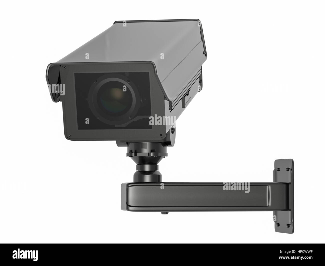 3d rendering black cctv camera or security camera isolated on white ...