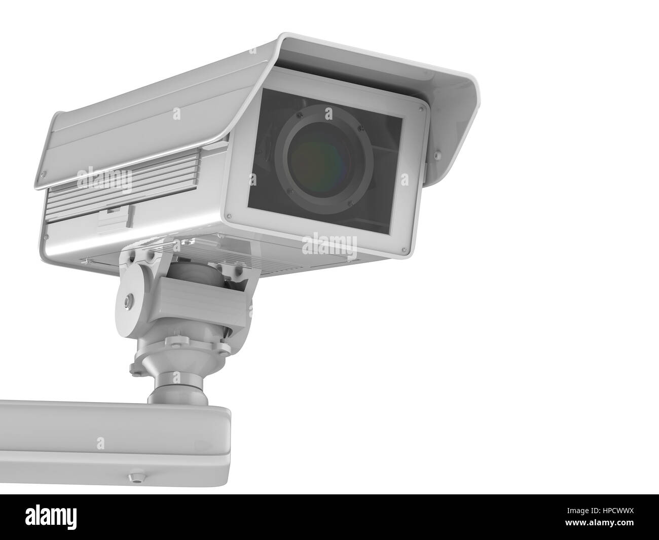 3d rendering white cctv camera or security camera isolated on white ...