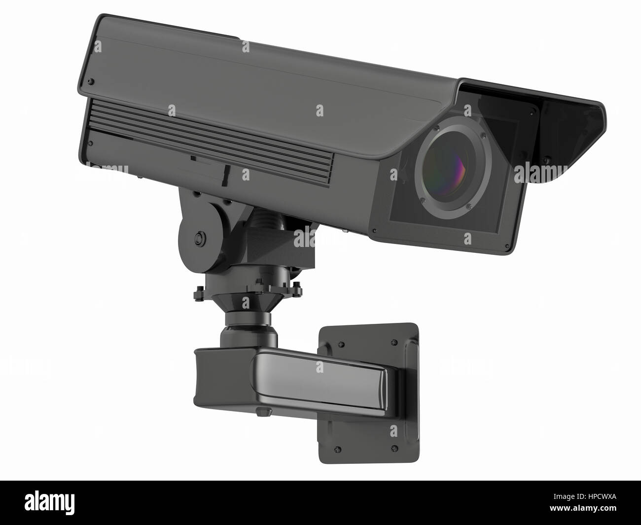 3d rendering black cctv camera or security camera isolated on white ...