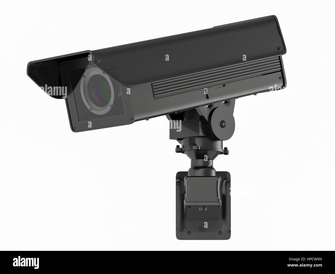3d rendering black cctv camera or security camera isolated on white ...