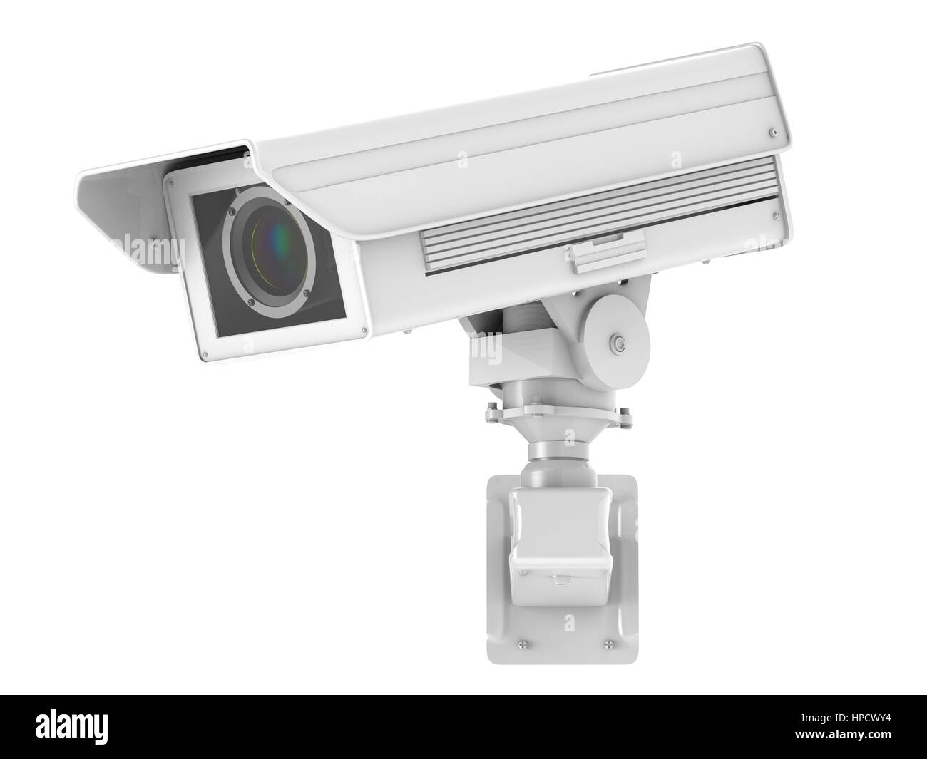 3d rendering white cctv camera or security camera isolated on white ...