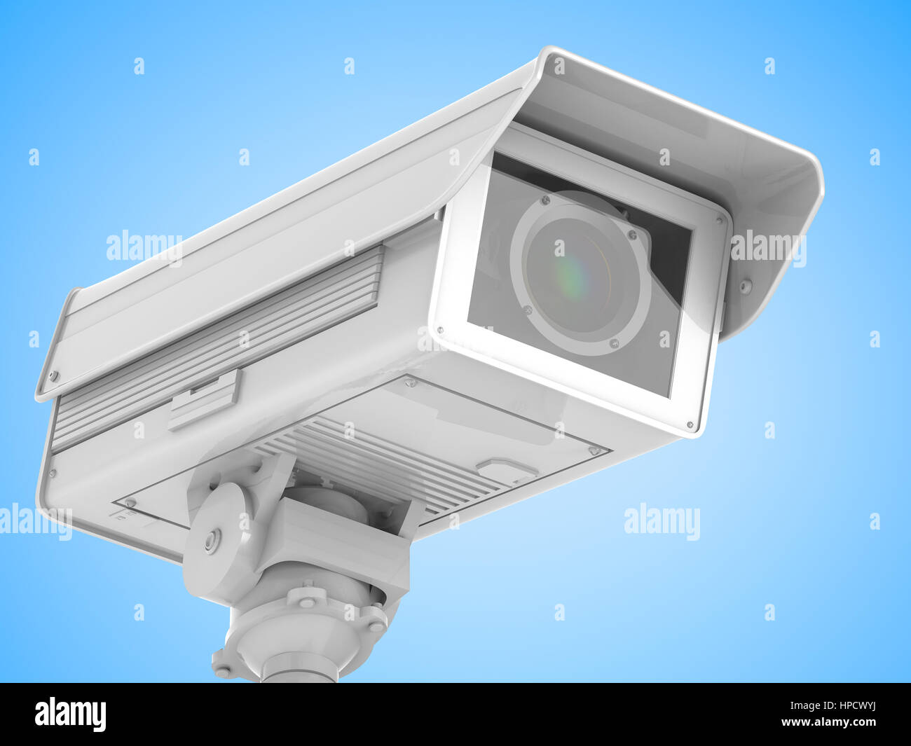 3d rendering cctv camera or security camera on blue background Stock ...
