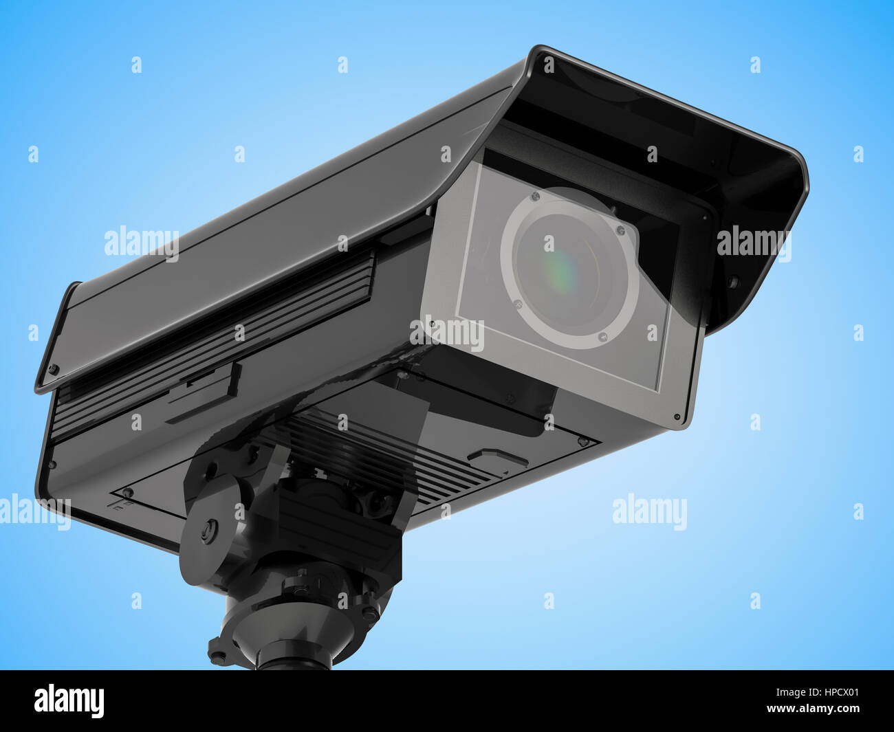 3d rendering cctv camera or security camera on blue background Stock ...