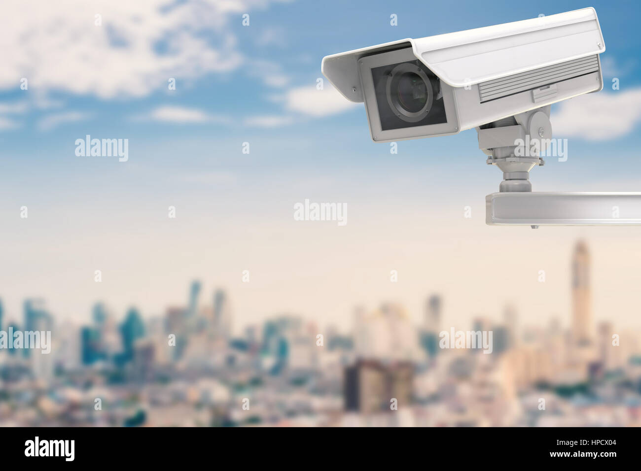 3d rendering cctv camera or security camera on cityscape background Stock Photo - Alamy