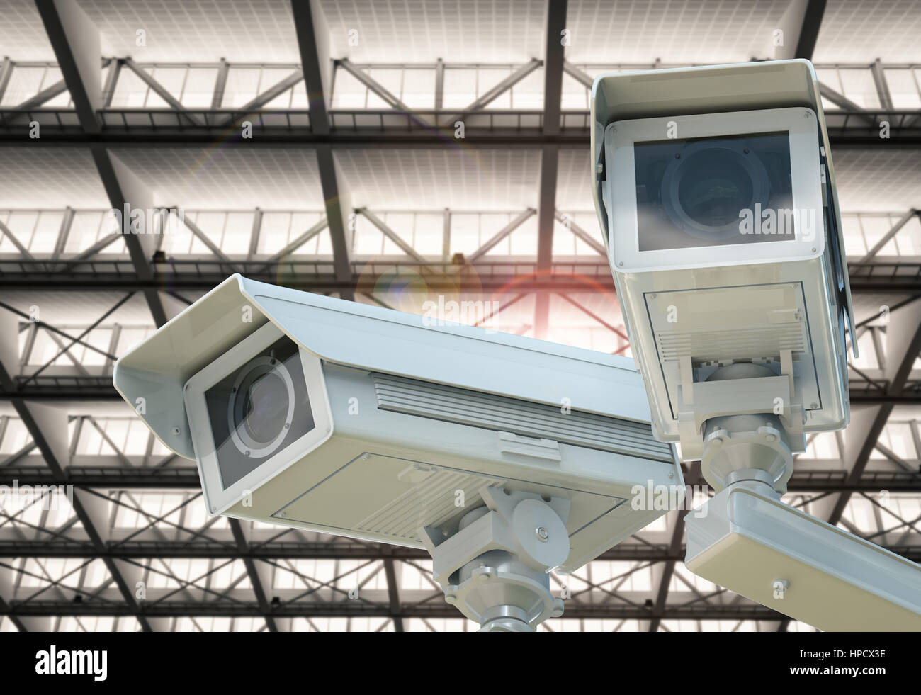 3d rendering cctv camera or security camera on indoor background Stock ...