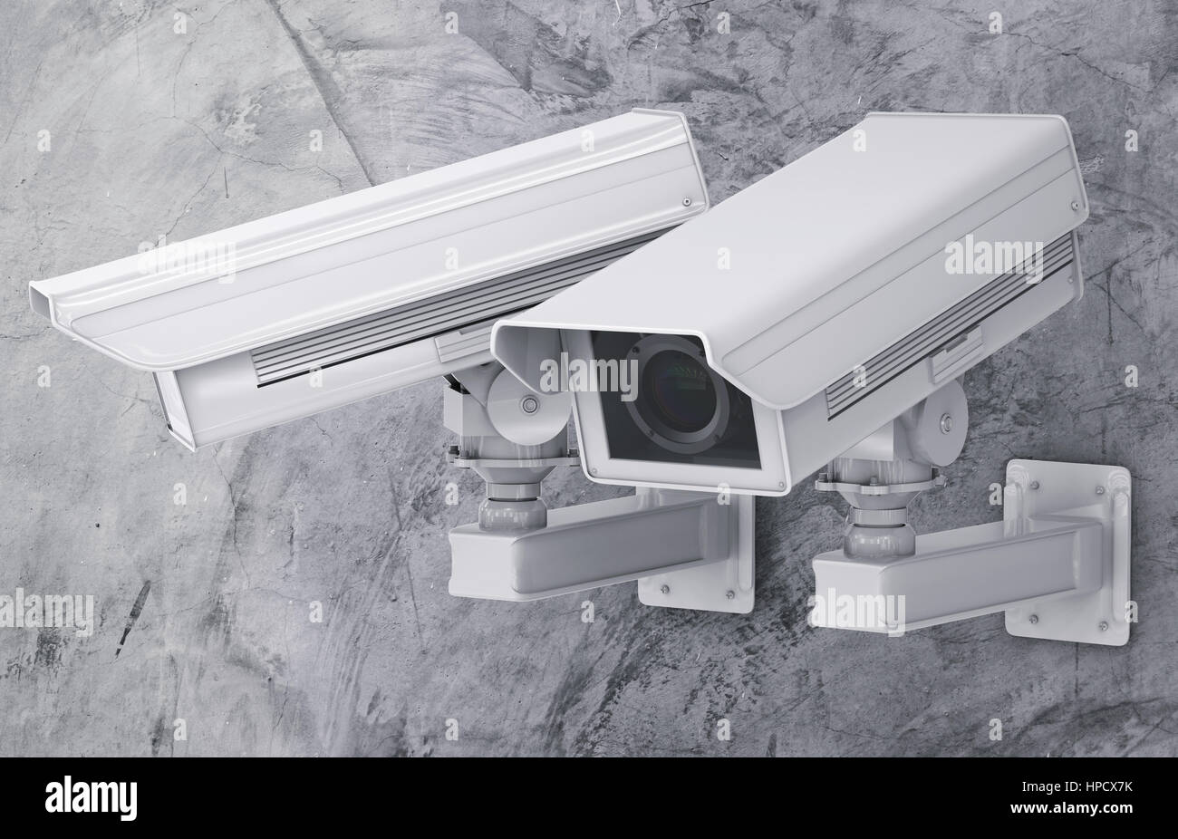 3d rendering cctv camera or security camera on cement background Stock ...
