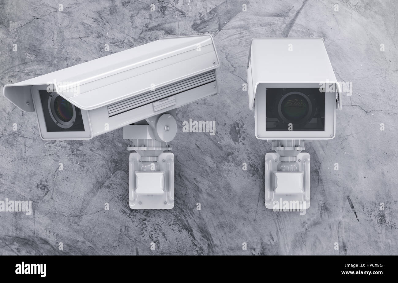 3d rendering cctv camera or security camera on cement background Stock ...