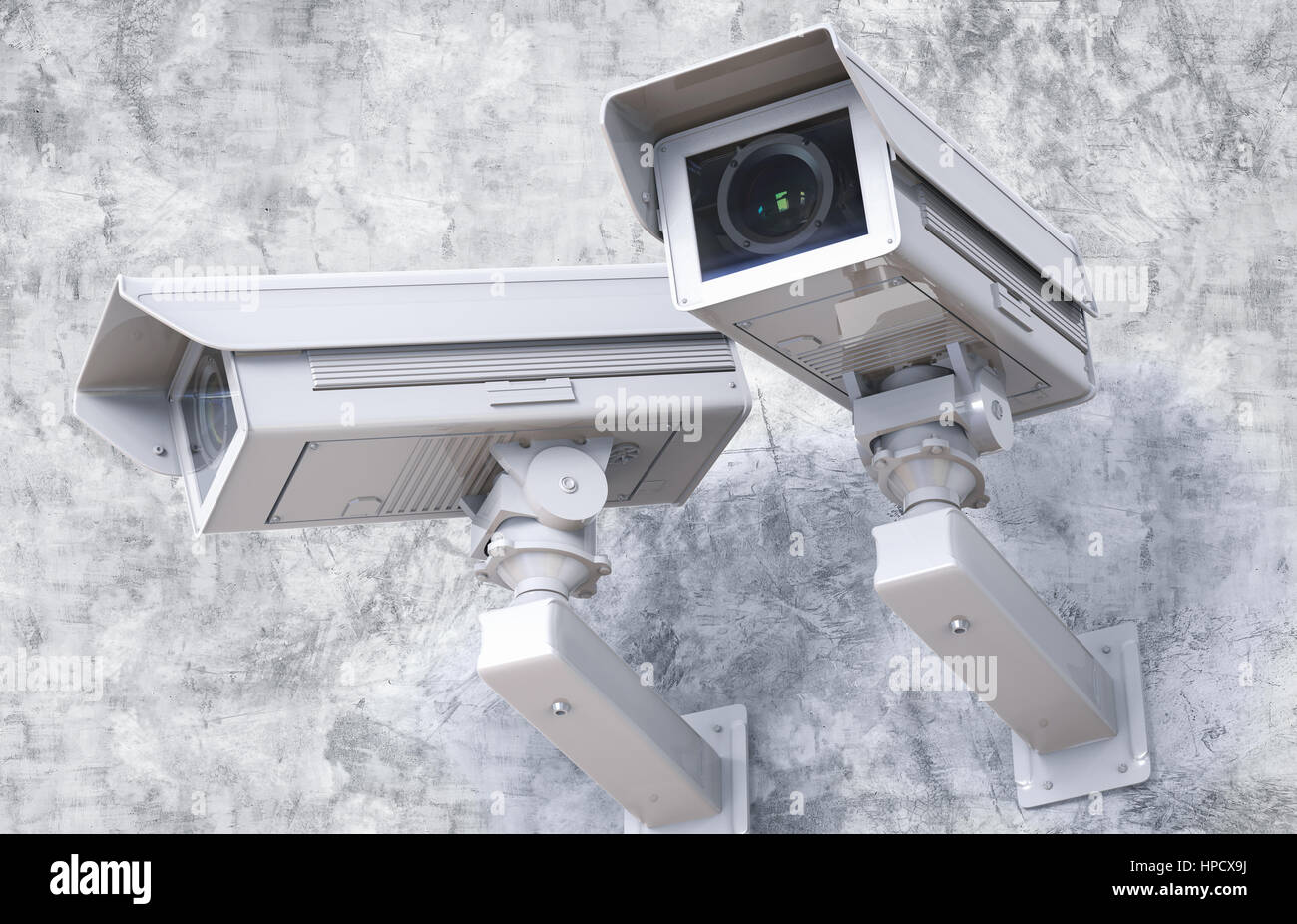 3d rendering cctv camera or security camera on cement background Stock ...