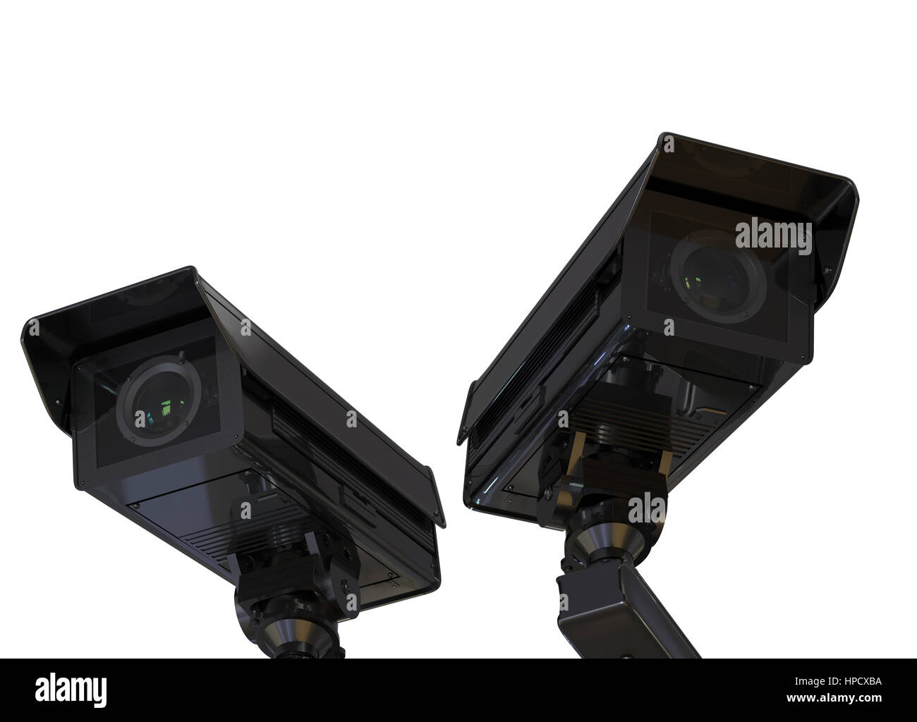 3d rendering black cctv camera or security camera isolated on white ...
