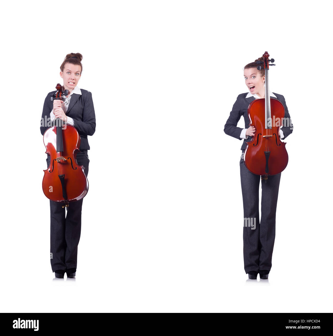 Woman fiddler isolated on white background Stock Photo - Alamy