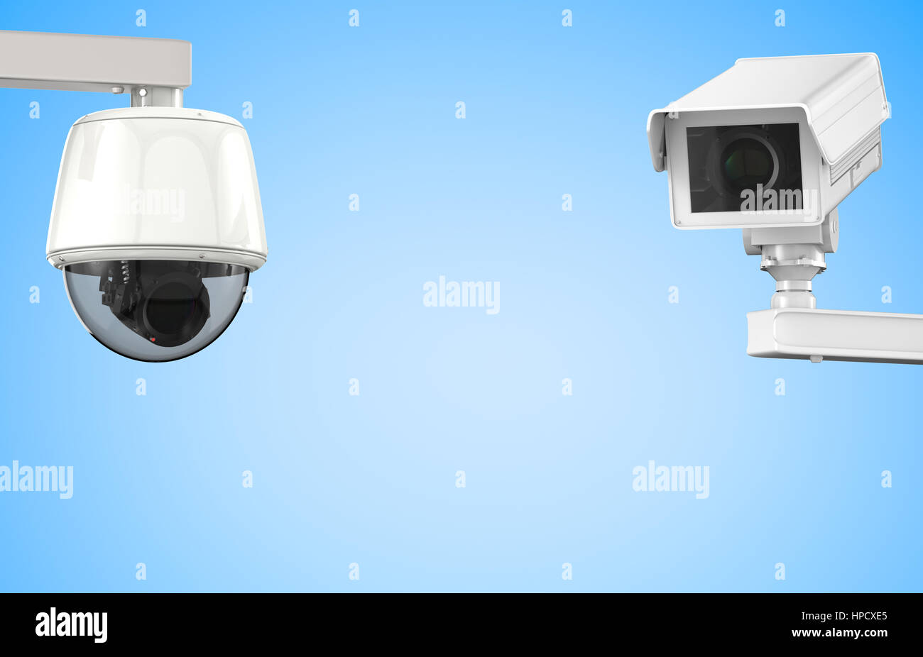 3d rendering cctv camera or security camera on blue background Stock ...