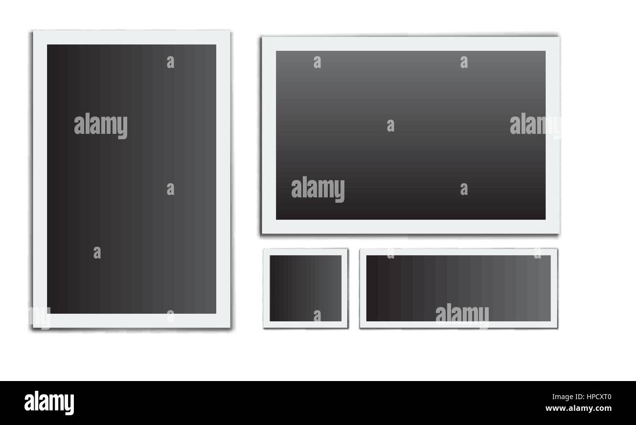 Realistic Photo frame. White plastic border with transparent background ...