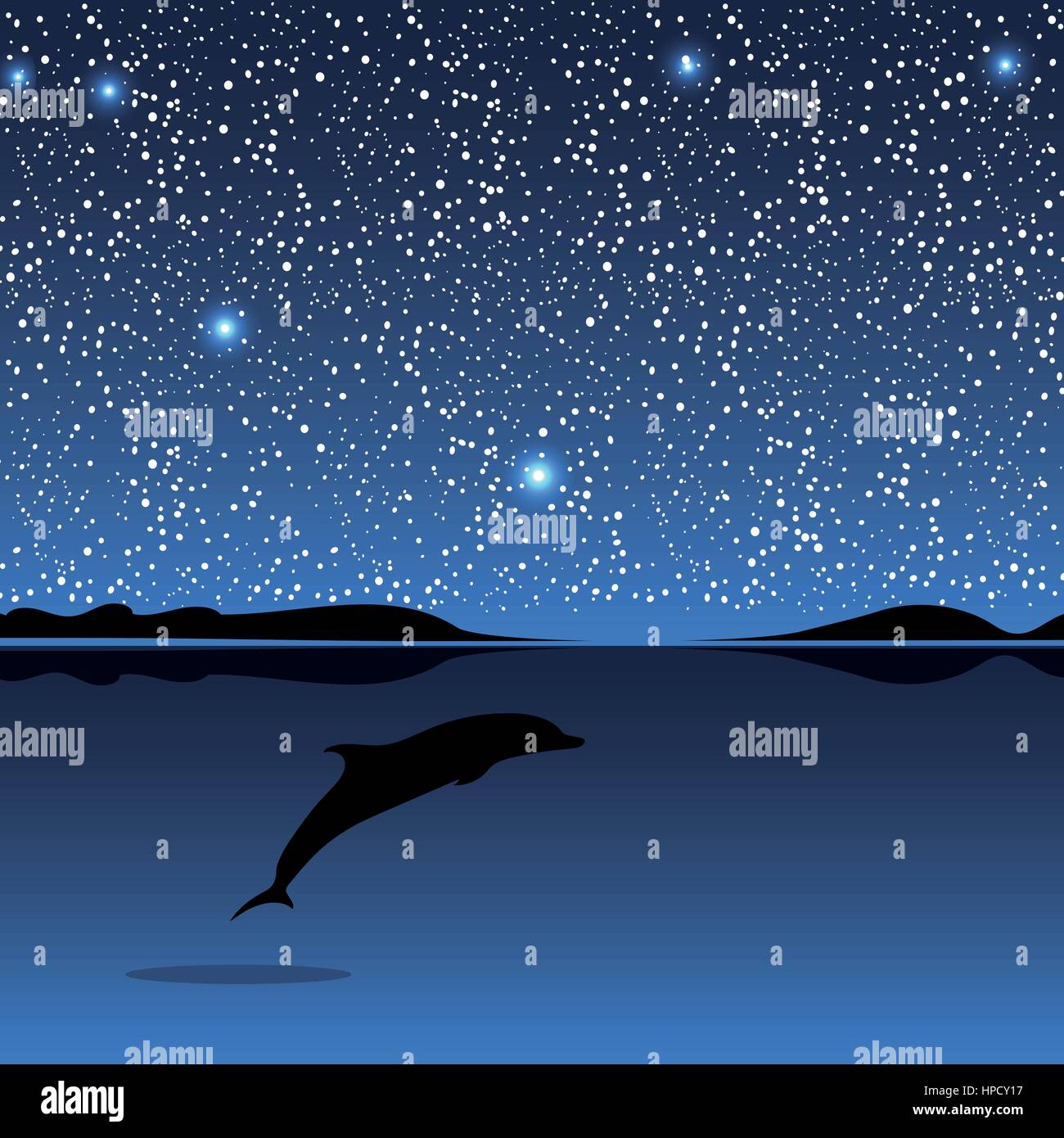 Dolphin sea animal night landscape Stock Vector Image & Art - Alamy