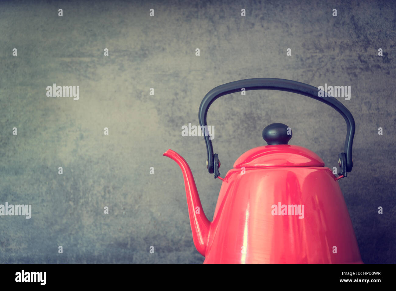 Red vintage style kettle Stock Photo - Alamy