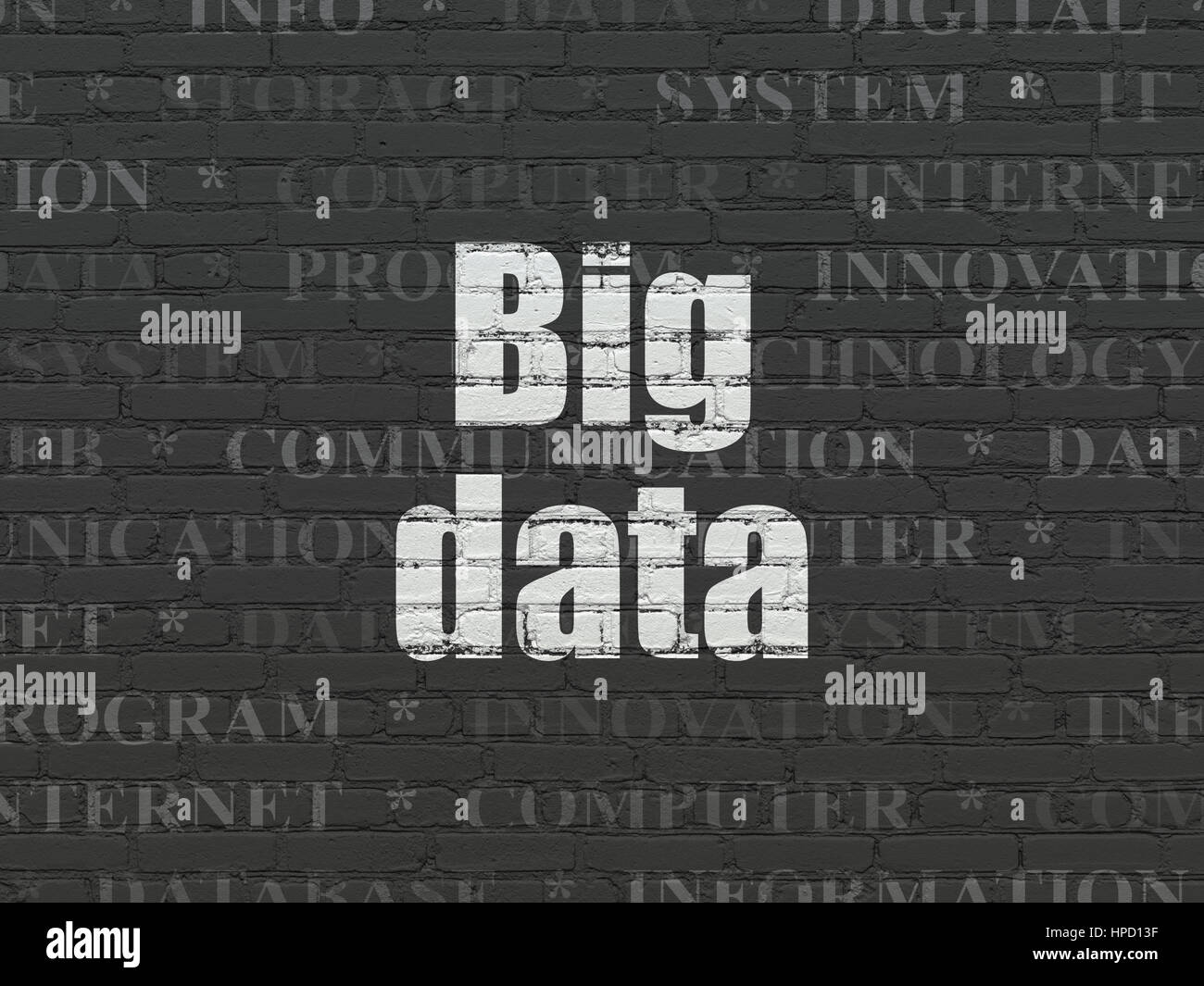 Data concept: Painted white text Big Data on Black Brick wall ...