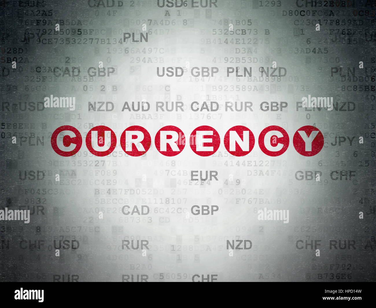 Banking concept: Painted red text Currency on Digital Data Paper ...