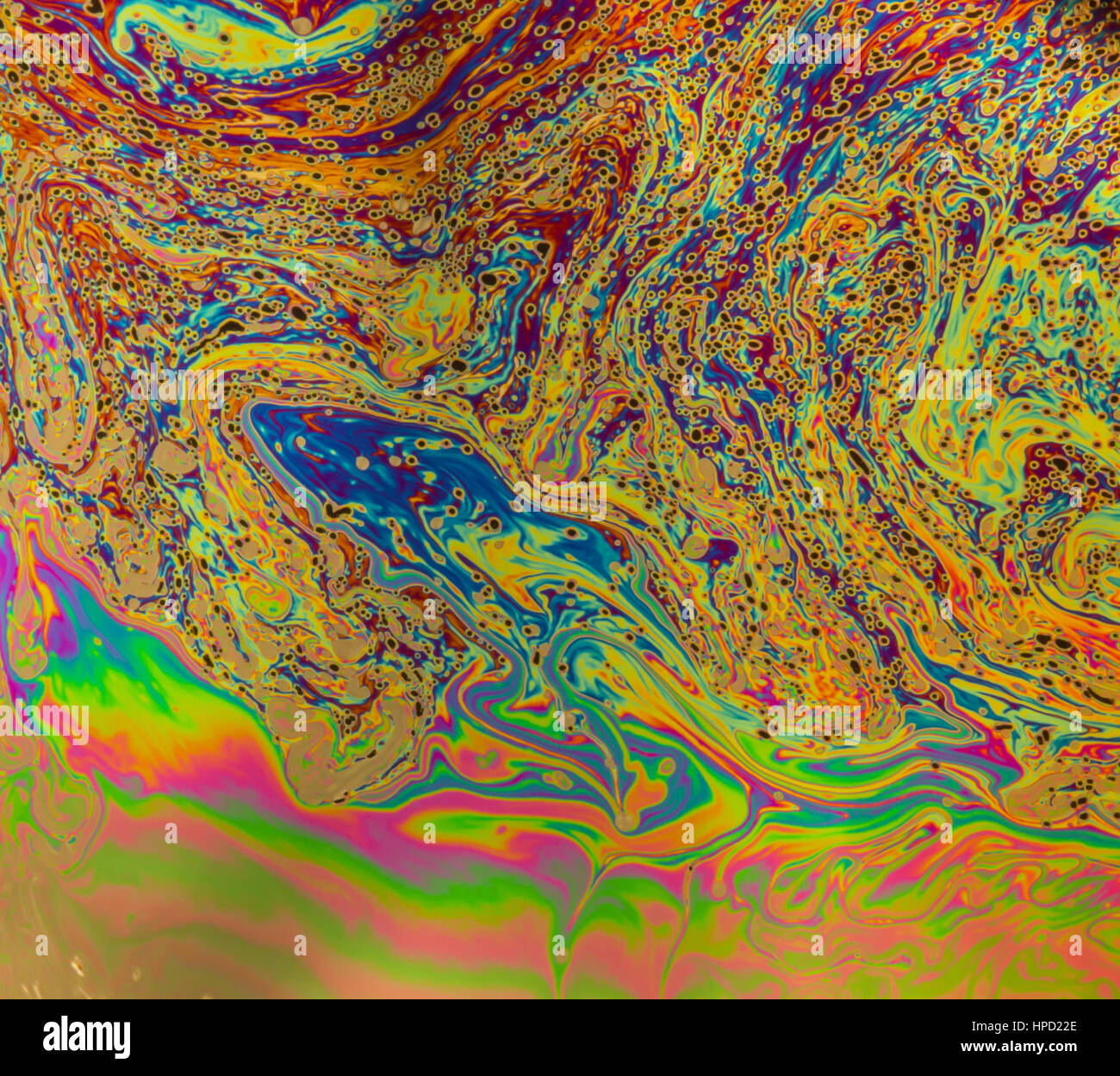 Psychedelic patterns formed on the surface of soap bubbles Stock Photo ...