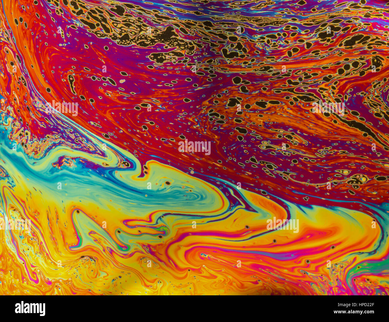 Psychedelic patterns formed on the surface of soap bubbles Stock Photo ...