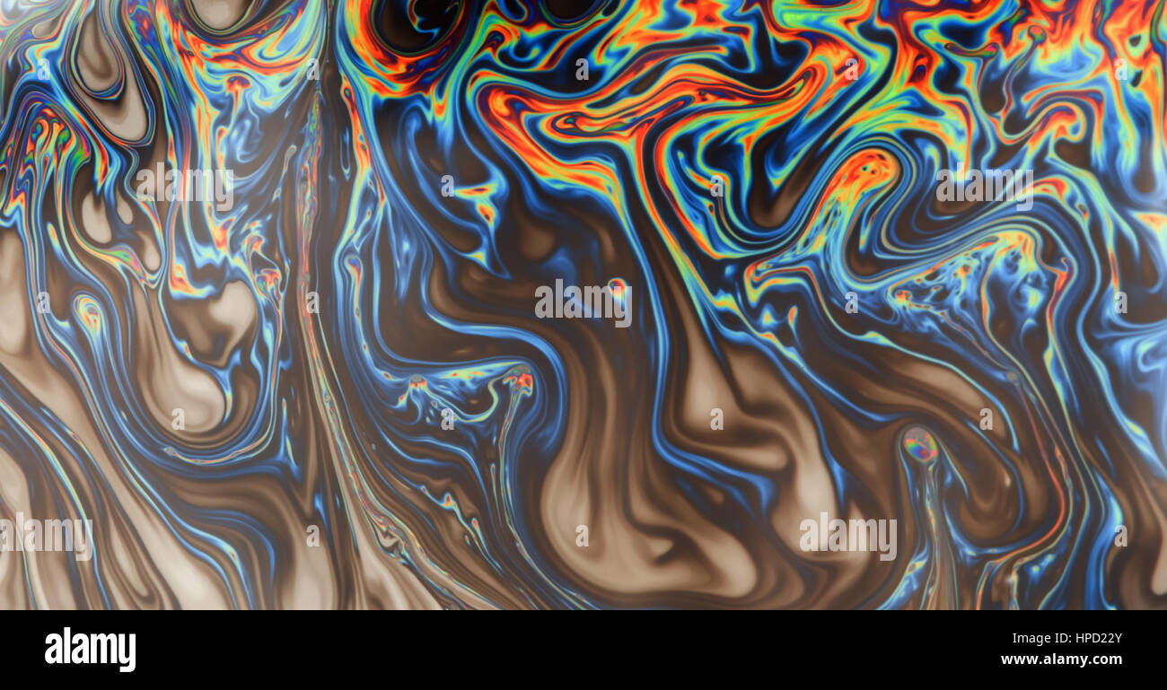 Psychedelic abstract formed by a soap bubble reflecting light Stock ...