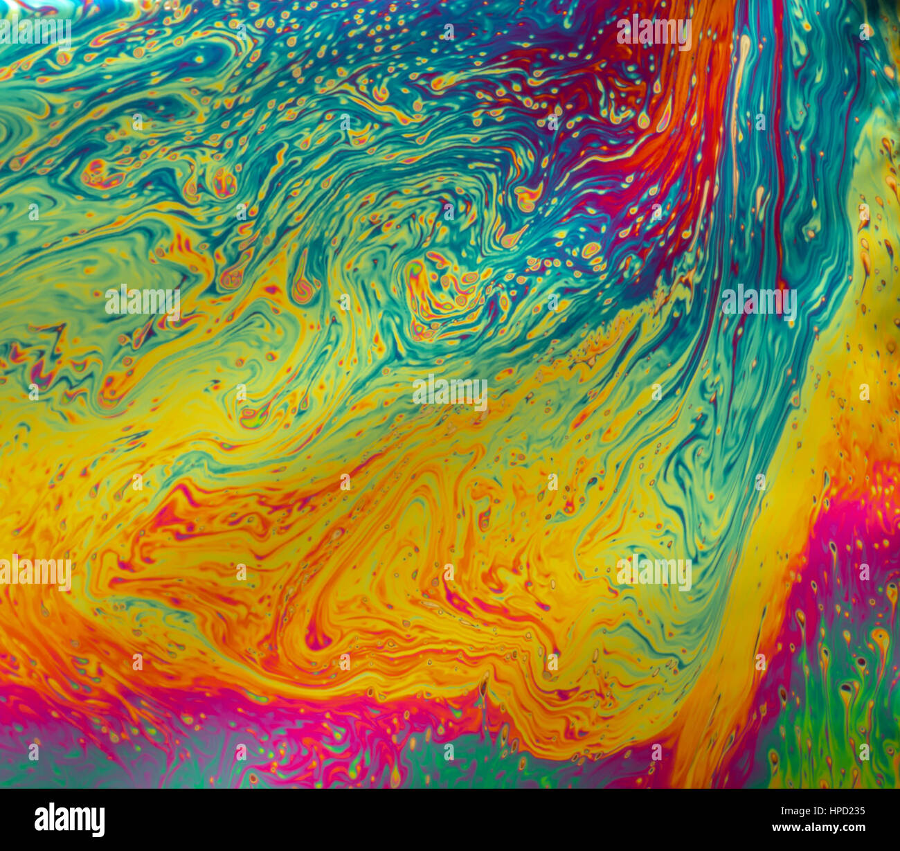 Psychedelic patterns formed on the surface of soap bubbles Stock Photo ...